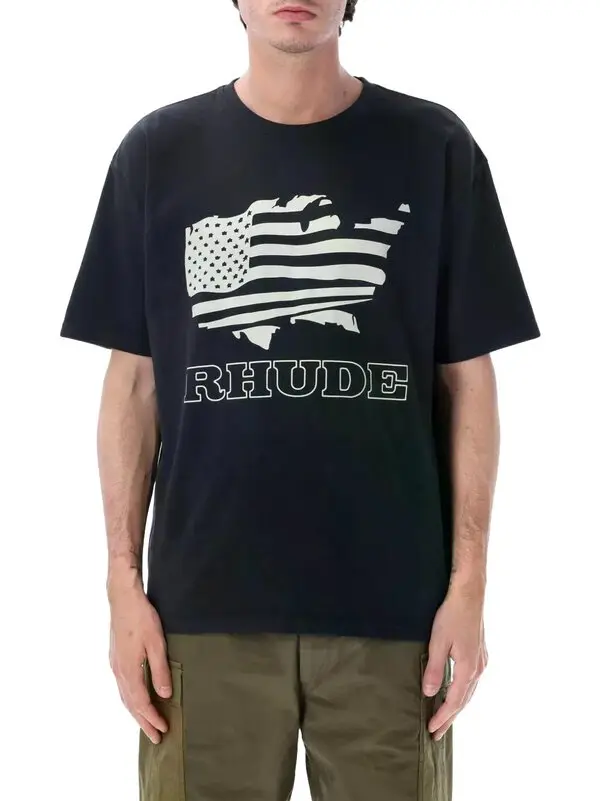 Rhude Graphic-print Logo-print T-shirt - Black