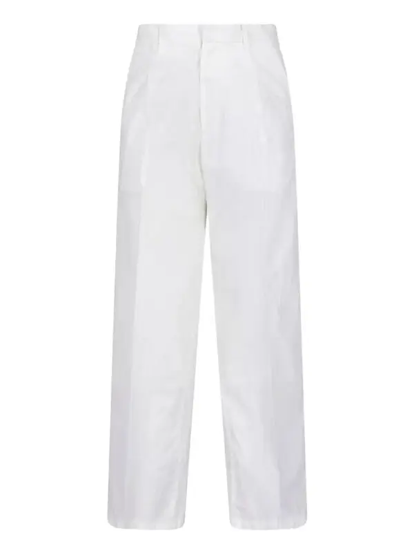 Auralee Pleated Straight-leg Trousers - White