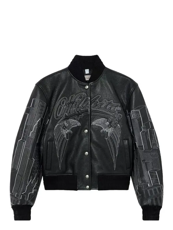 Off-White Calf Leather Bomber Jacket - Black