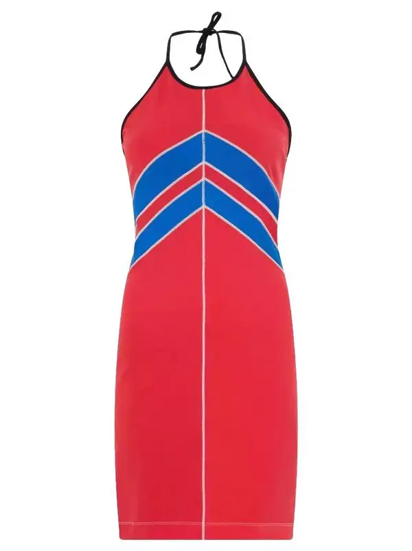 DIESEL® Halterneck Dress With Stripe Detail - Red