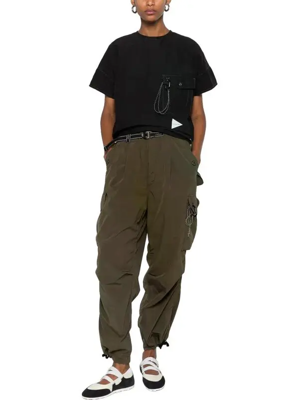 AND WANDER Belted Cargo Trousers - Green