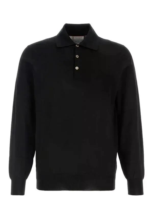 Brunello Cucinelli Long-sleeved Cotton Polo Shirt - Black