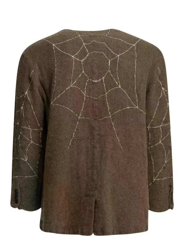 Kapital Embroidered Collarless Jacket - Brown
