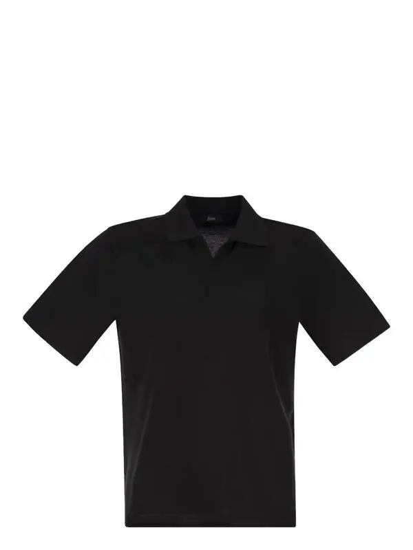 Herno Open-collar Jersey Polo Shirt - Black