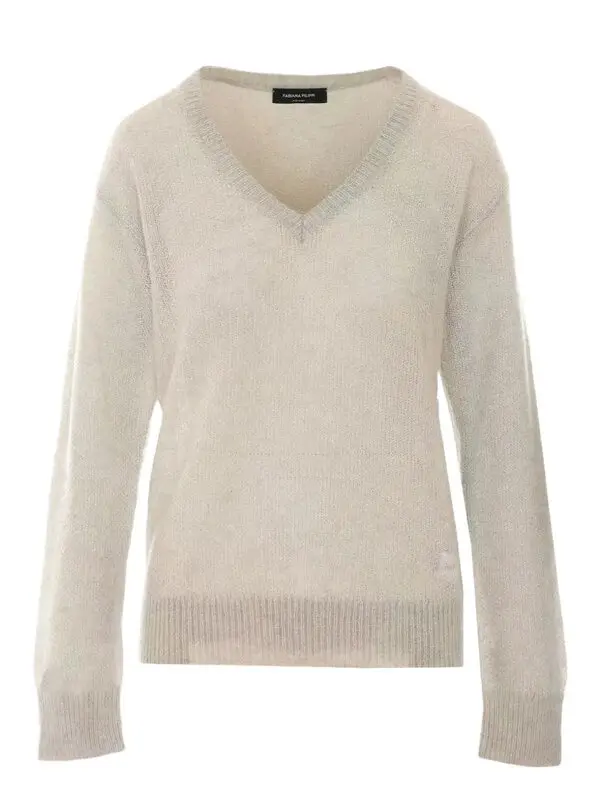 Fabiana Filippi Sequin Embellished V-neck Sweater - Grey