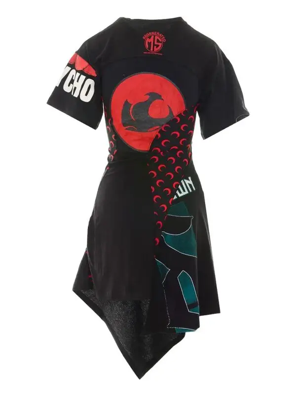 MARINE SERRE Asymmetrical Patchwork Dress - Black