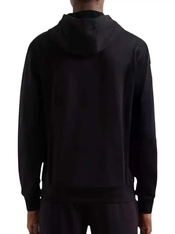 EA7 Emporio Logo Print Drawstring Hoodie - Black