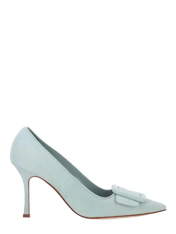 Manolo Blahnik Suede Buckle Detail Pumps - Blue