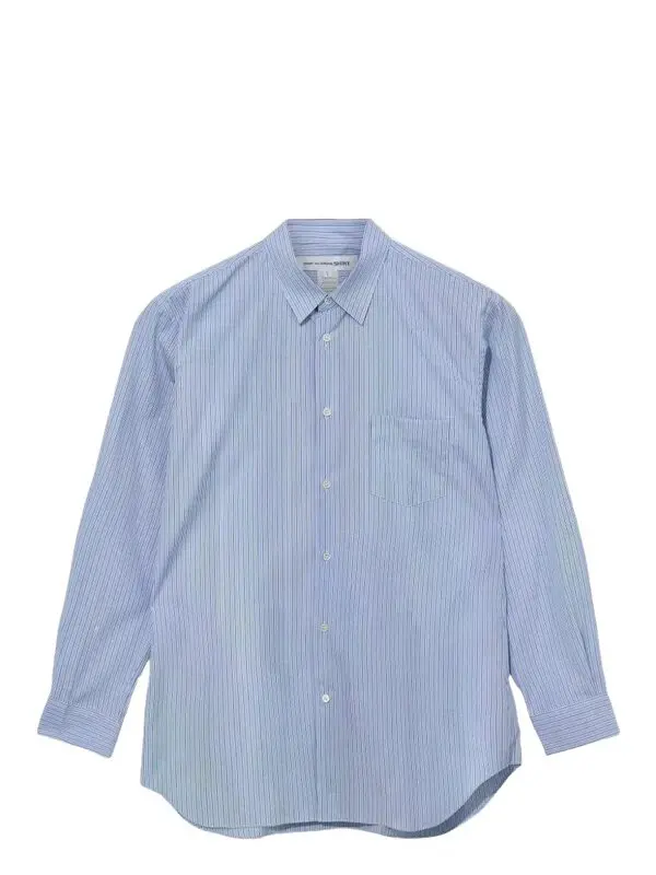 Comme Des Garçons Vertical-stripe Patch-pocket Shirt - Blue