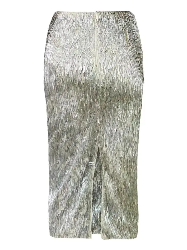 AKNVAS Tao Sequin-embellished Fringed Midi Skirt - Silver