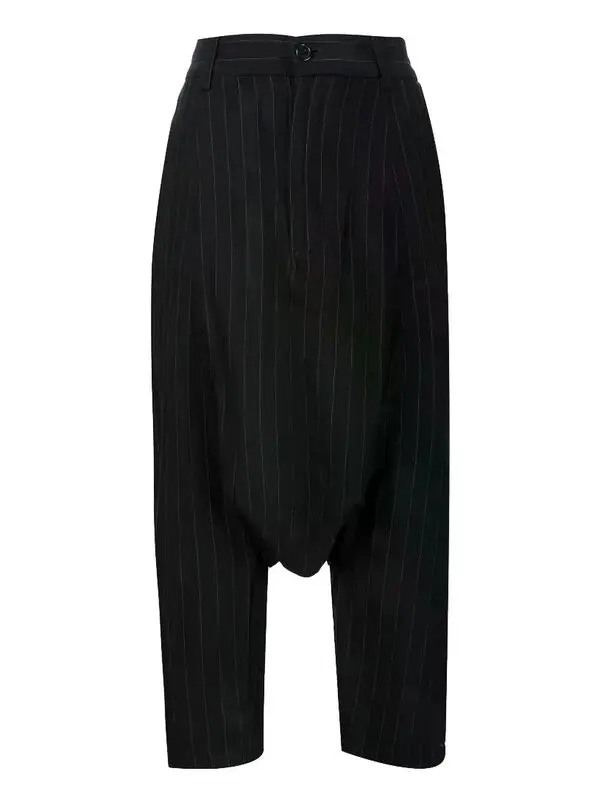Comme Des Garçons Pinstripe Drop-crotch Trousers - Black