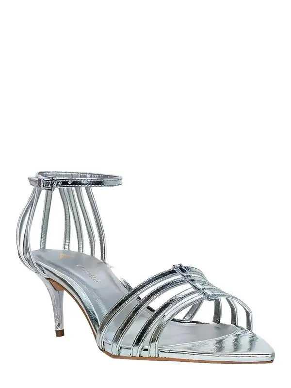 ANDREA CARRANO Metallic-effect Cage-strap Sandals - Silver