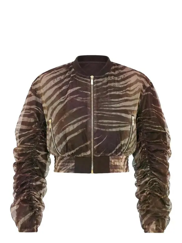 Just Cavalli Zebra Print Zip-up Jacket - Brown