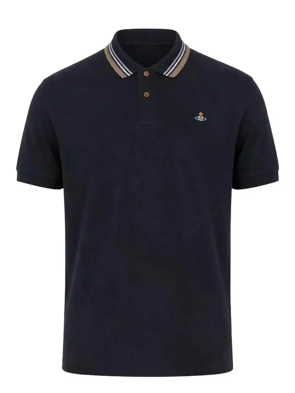 VIVIENNE WESTWOOD Orb-embroidered Polo Shirt - Blue