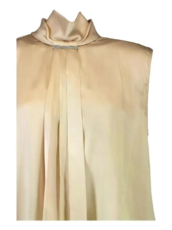 Brunello Cucinelli Monili Embellished Pleated Blouse - Brown