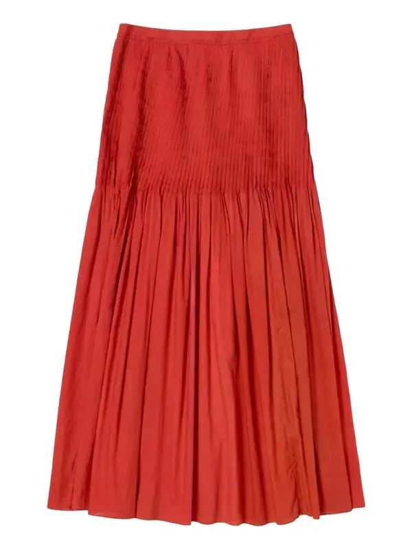 Auralee Pleated Tie Maxi Skirt - Red