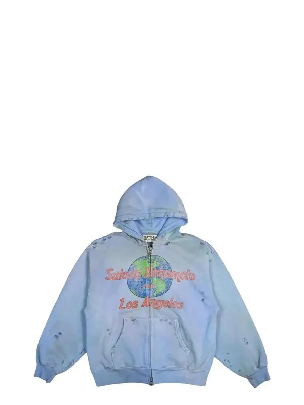 SATOSHI NAKAMOTO 1969 Rock Distressed Hoodie - Blue