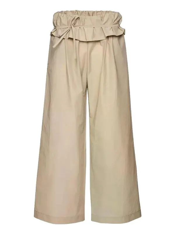 Magda Butrym Ruffled High-waisted Trousers In Beige - Neutrals