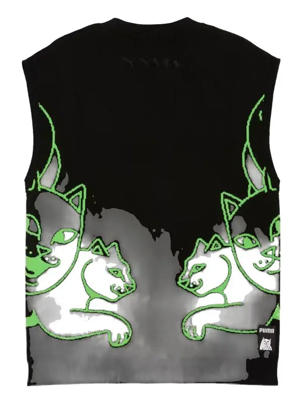 PUMA Ripndip X Graphic Print V-neck Vest - Black