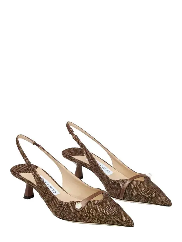 JIMMY CHOO Amita 45 Kick Heel Slingback Pumps - Brown
