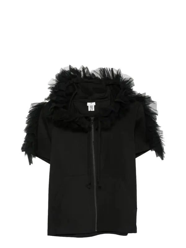 Noir Kei Ninomiya Ruffled Tulle-trimmed Hoodie - Black