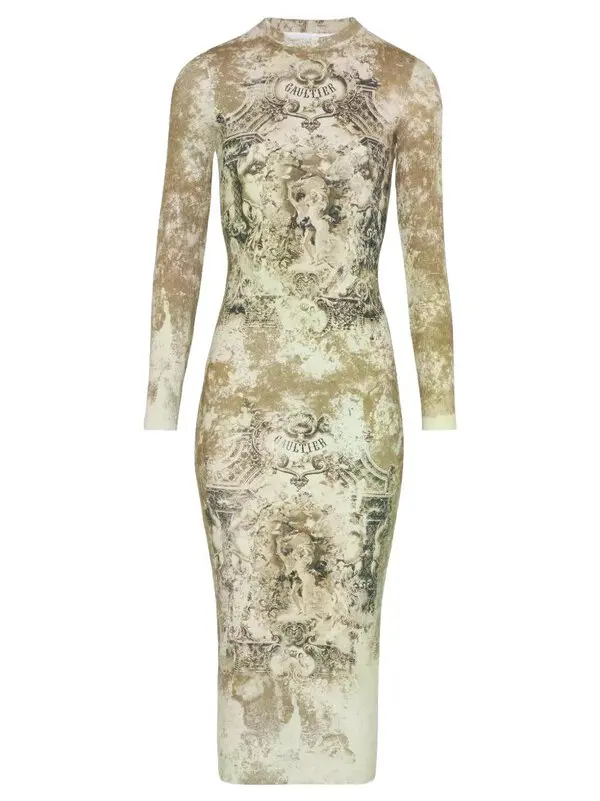 JEAN PAUL GAULTIER Le Medaillon Printed Midi Dress - Neutrals