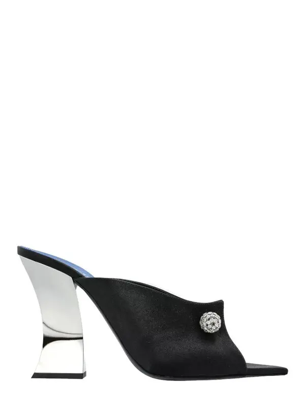 LANVIN Crystal-embellished Satin Mules - Black