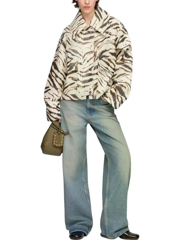 GANNI Zebra-print Laminated Jacket - Neutrals