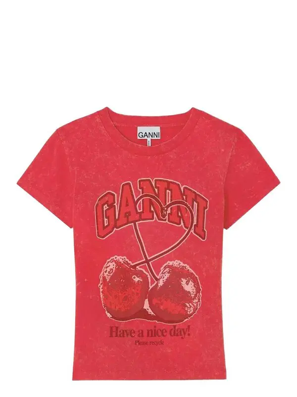 GANNI Cherry Graphic T-shirt - Red