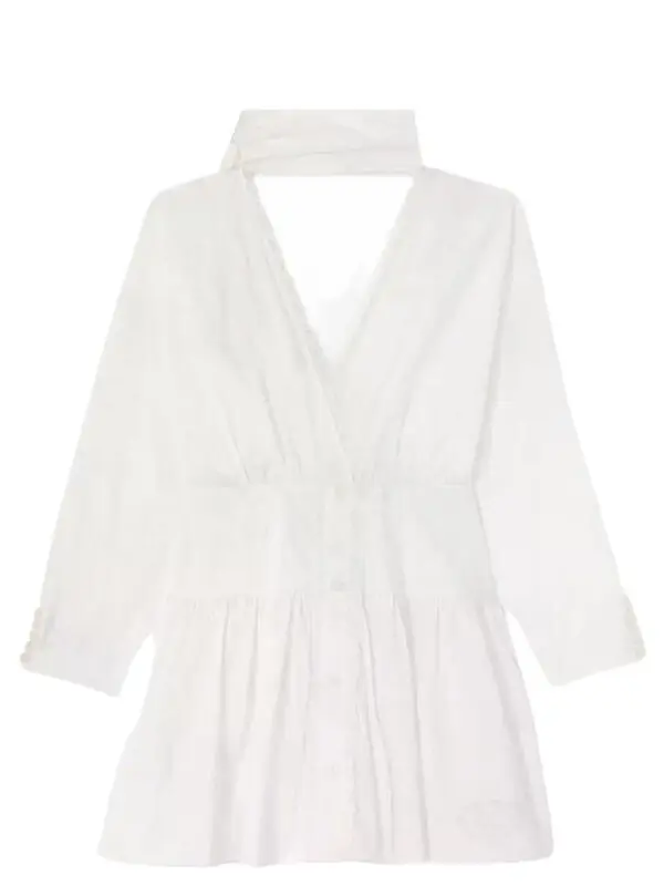 GANNI Lace-trim Wrap-style Mini Dress - White