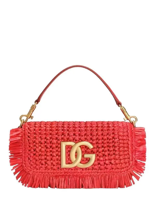 Dolce & Gabbana Raffia Shoulder Bag With Fringe Detail - Red