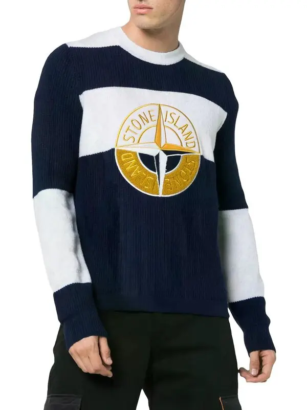 Stone Island Striped Crew Neck Sweater - Blue