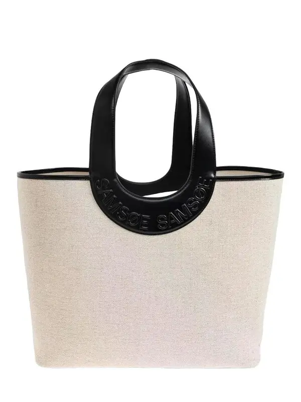 SAMSOE SAMSOE Saberta Logo-embossed Canvas Tote Bag - Neutrals
