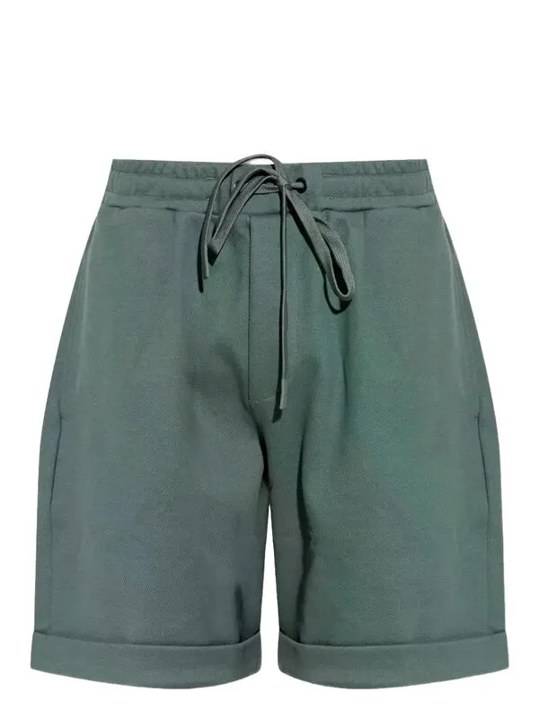 Hanro Drawstring Waist Turn-up Shorts - Green