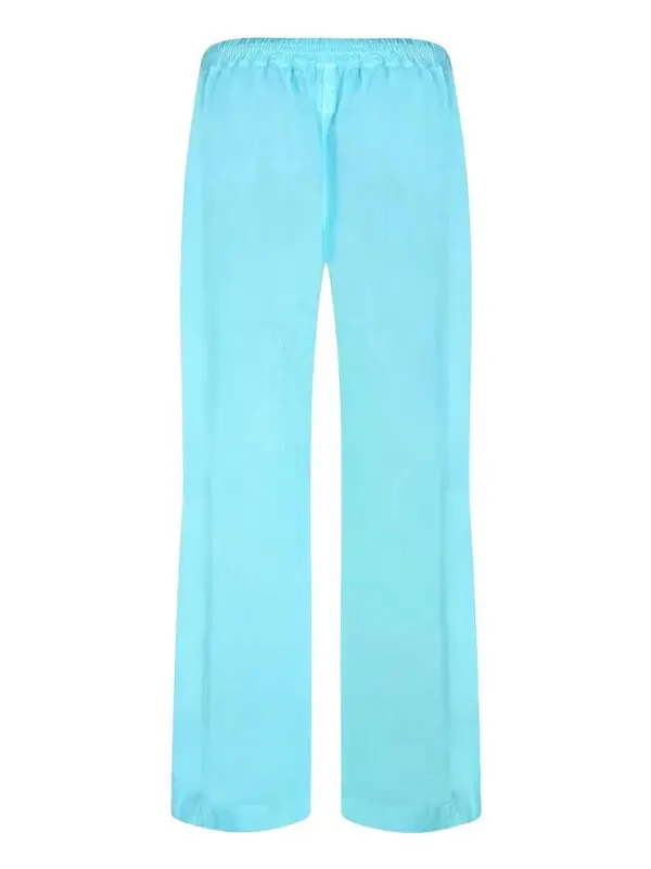 120% Lino Ladder-stitch Trousers - Blue