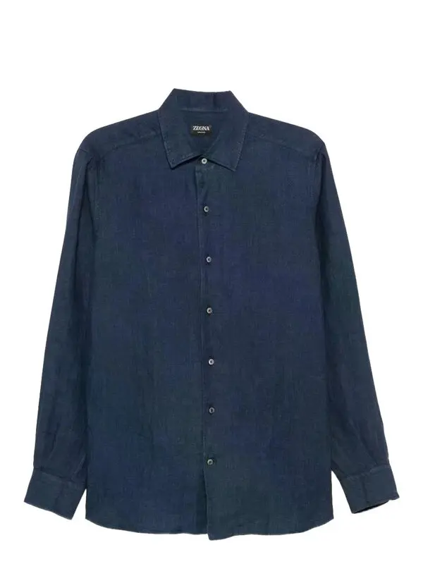 Zegna Long-sleeve Linen Shirt - Blue