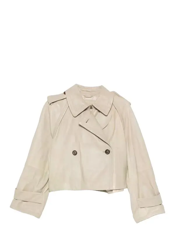 Giorgio Armani Double-breasted Leather Jacket - Neutrals