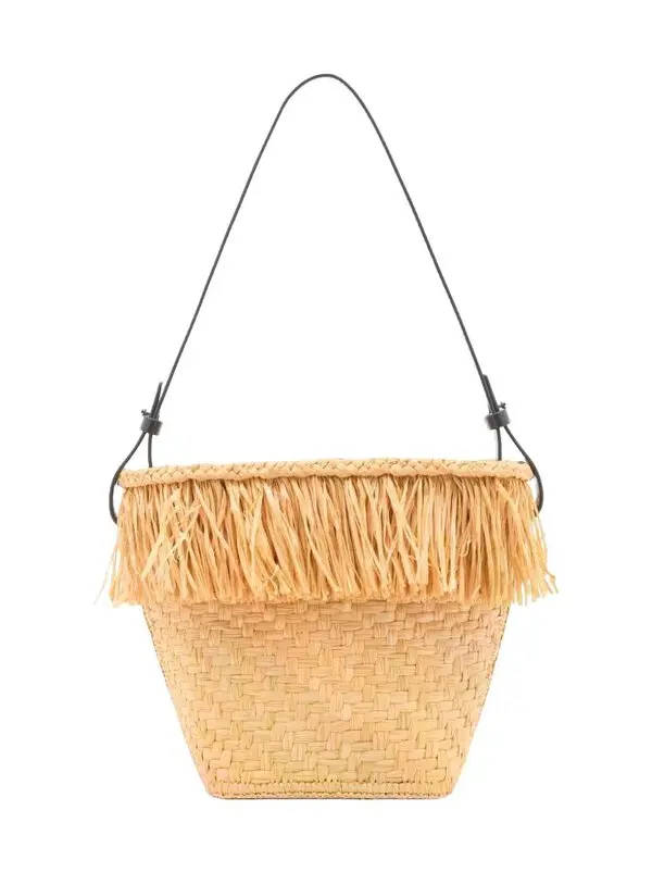 Proenza Schouler Woven Bucket Bag With Fringe Trim - Neutrals