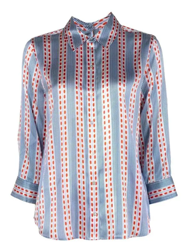 L'Agence Danie" Silk Striped Blouse - Blue