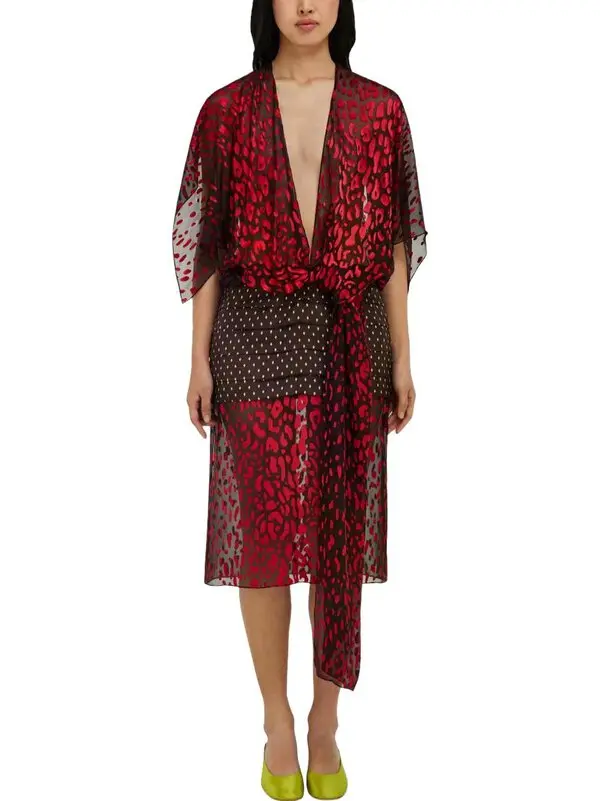 FERRAGAMO Asymmetrical Devoré Georgette Dress - Red