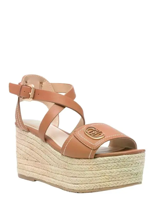 Liu Jo Logo Plaque Wedge Sandals - Brown