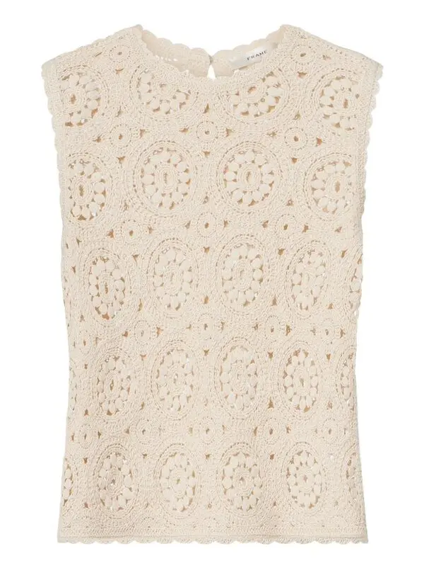 FRAME Crochet Cotton Top - Beige