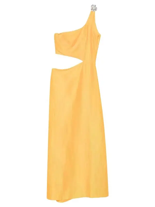 Maje One-shoulder Midi Dress With Crystal Embellishment - Orange
