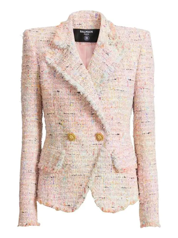 Balmain Tweed Double-breasted Jacket - Pink
