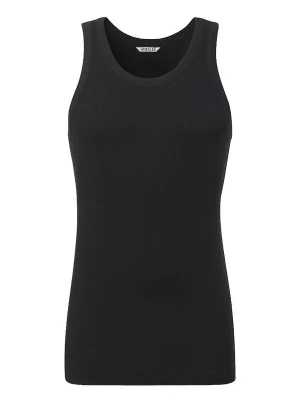 Auralee Ribbed-knit Cotton Tank Top - Black