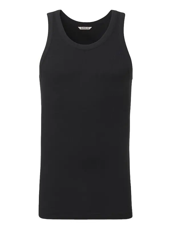 Auralee Ribbed Cotton Tank Top - Black