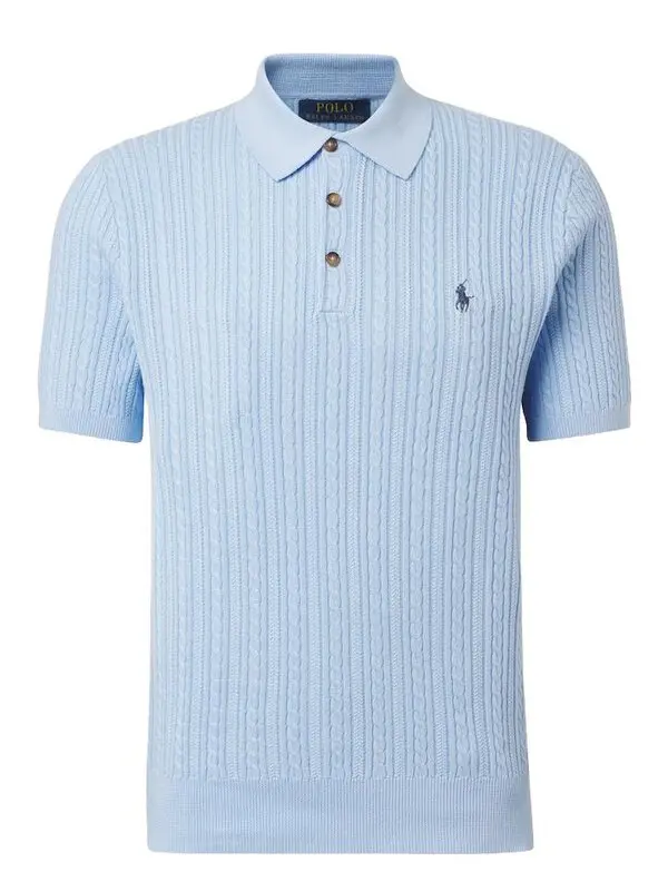 Polo Ralph Lauren Cable-knit Cotton Polo Sweater - Blue