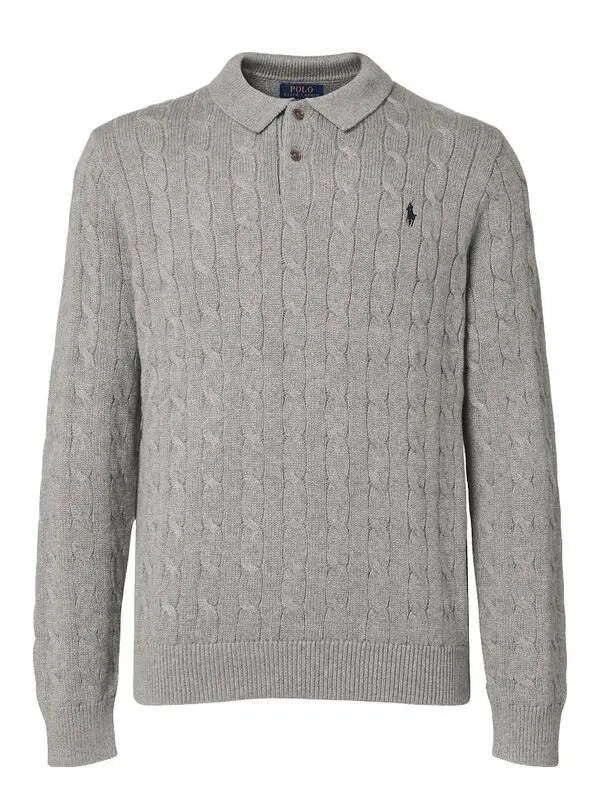 Polo Ralph Lauren Cable-knit Cotton Polo Sweater - Grey