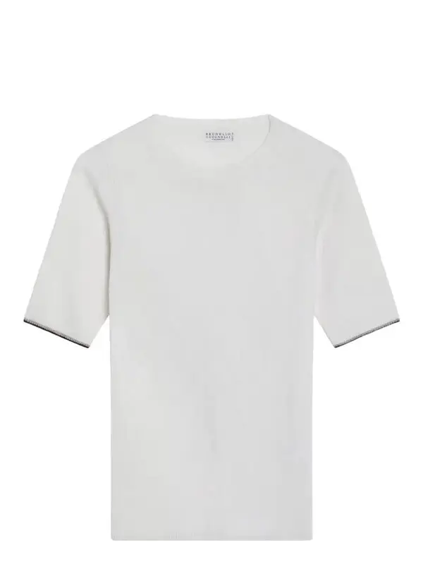 Brunello Cucinelli Ribbed Knit Short Sleeve Sweater - Neutrals
