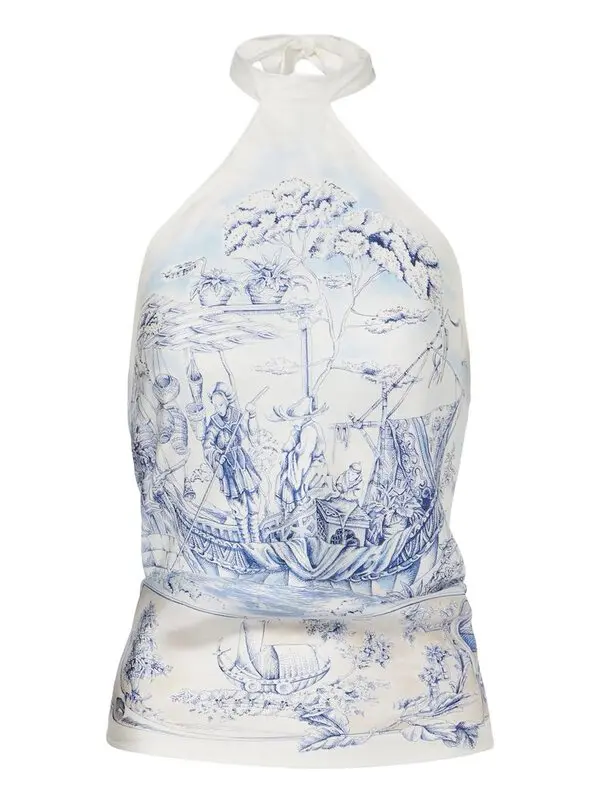 FERRAGAMO Self-tie Silk Top - White